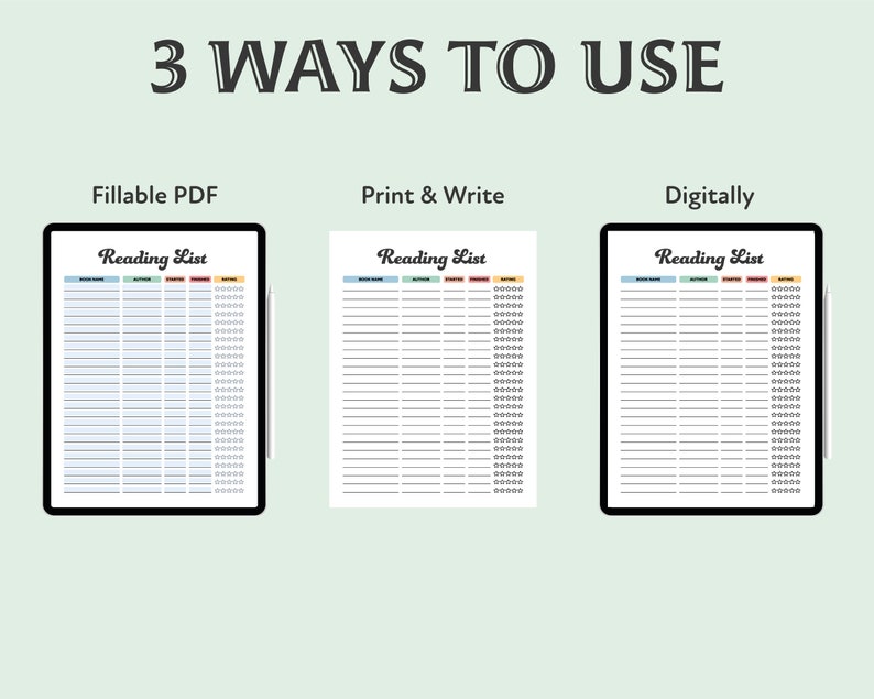 Editable Reading Log Printable Reading Journal Book Log - Etsy