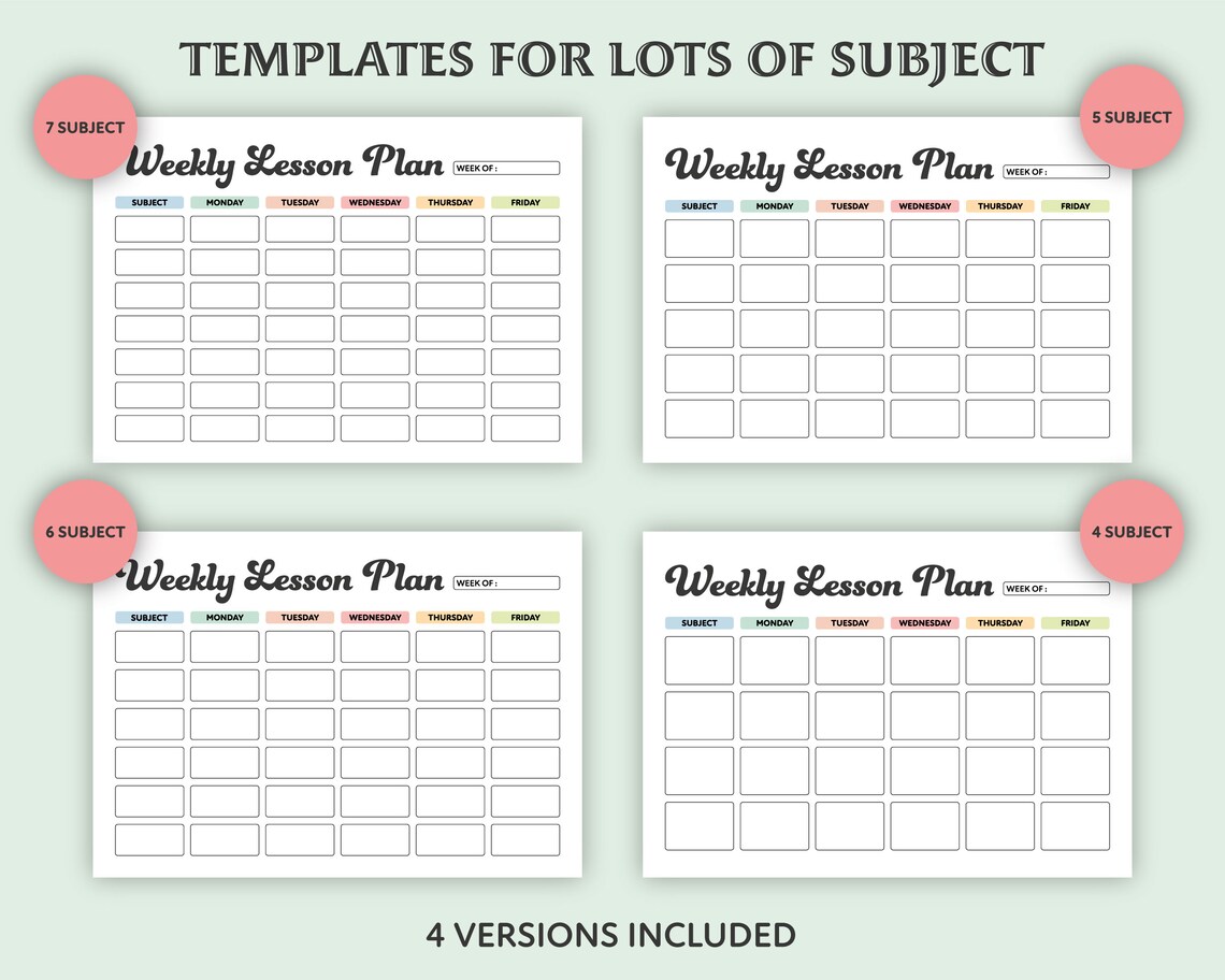 Editable Lesson Plan Template: Weekly Teacher Planner (printable PDF ...