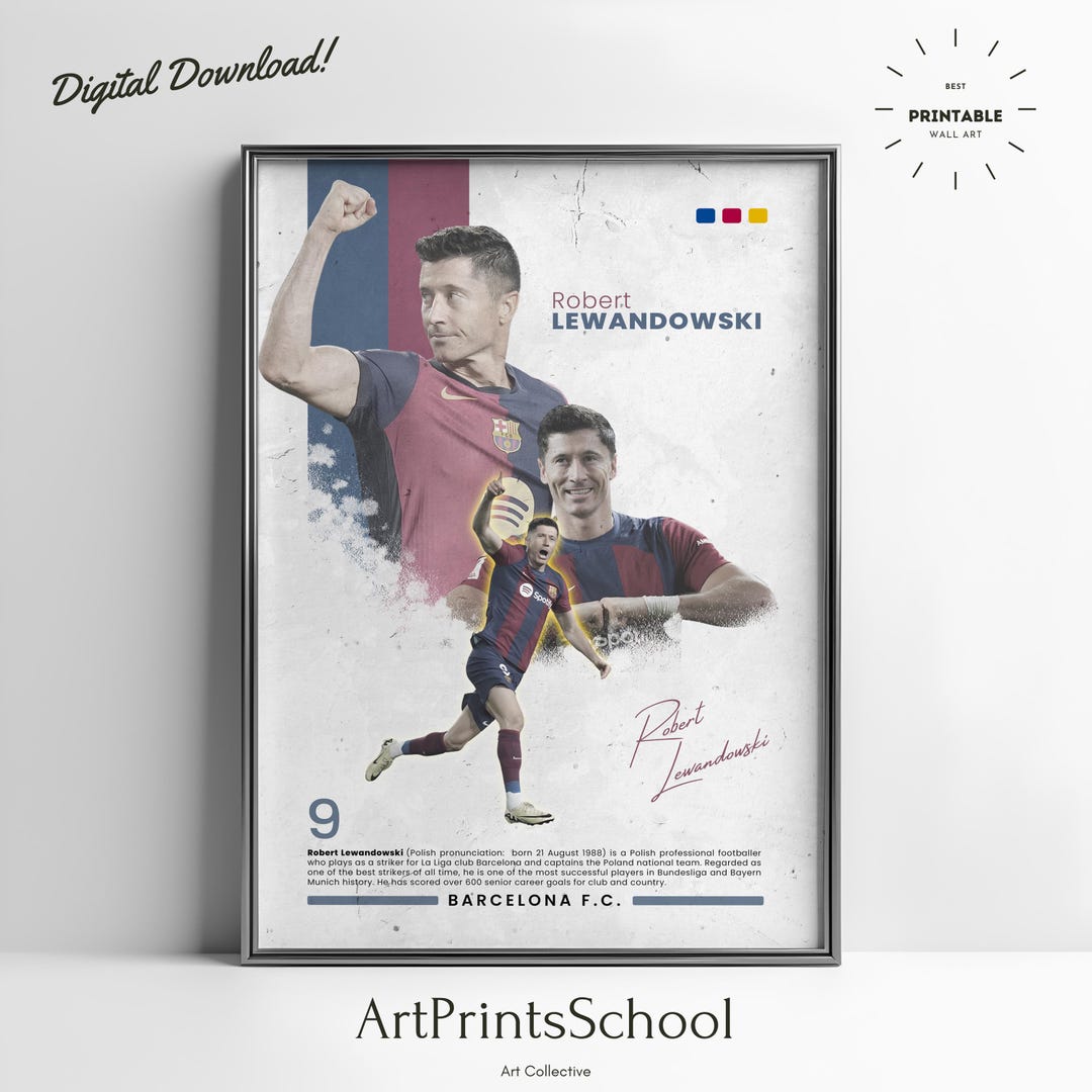 Lewandowski Poster, Fc Barcelona Poster, Football Poster, Lewandowski ...