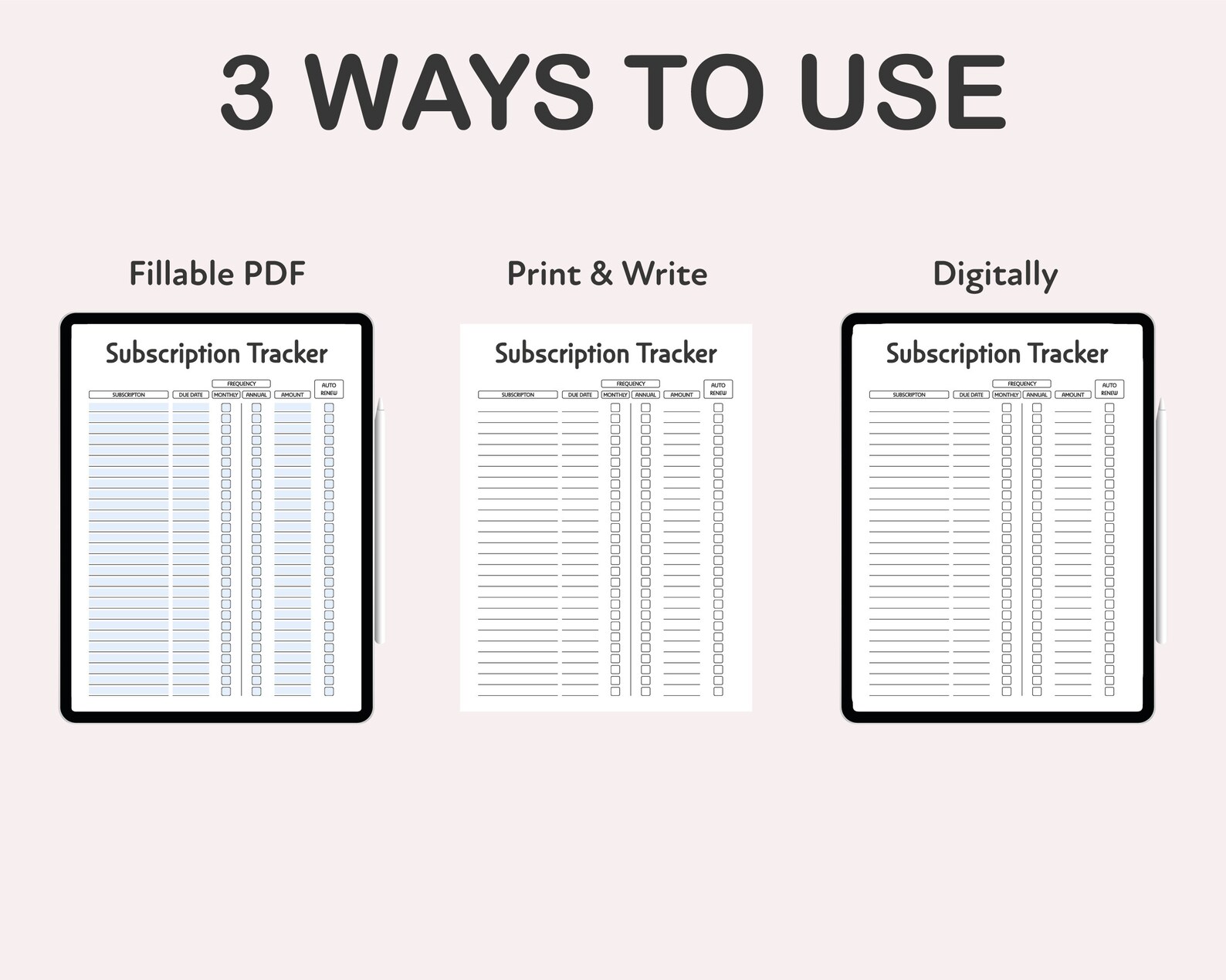 Editable Subscription Tracker Printable: Expense & Budget Template (PDF ...