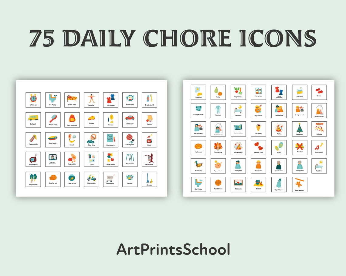 Kids Daily Responsibilities Chart Printable Chore Chart for - Etsy