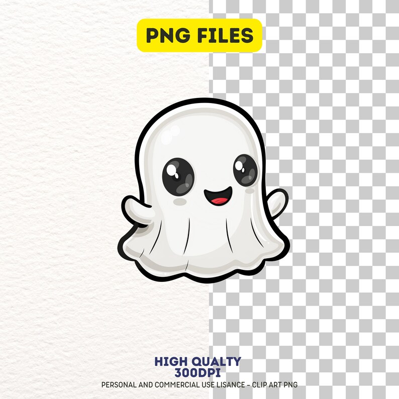Kawaii Ghost Clipart, Halloween PNG Bundle (digital Download) - Etsy