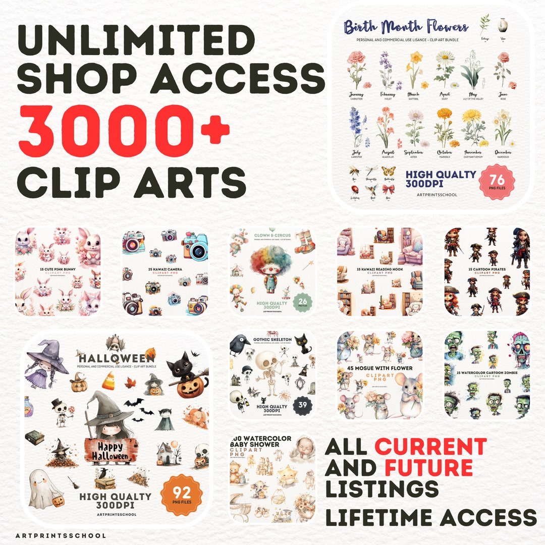 3000+ Clipart Mega Bundle: Unlimited Shop Access (PNG Digital Download ...
