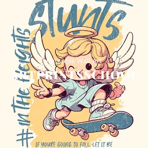 Skateboard Angel Art Print: Retro Mascot Wall Art (digital Download) - Etsy