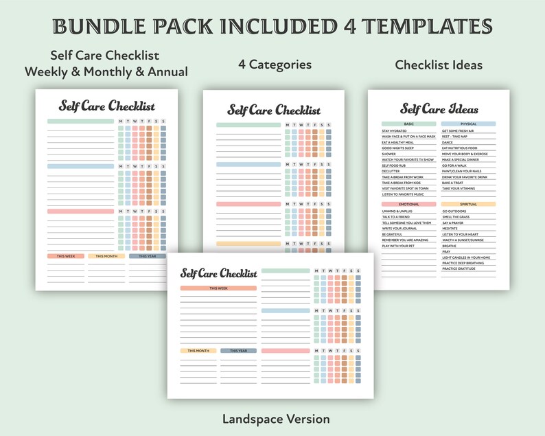 Editable Self Care Checklist Printable Self Care Planner - Etsy