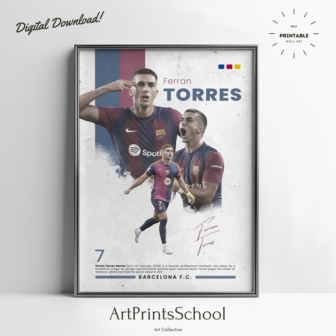 Ferran Torres Poster, Fc Barcelona Poster, Football Poster, Ferran ...