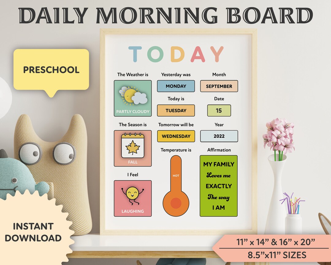 Daily Morning Board, Circle Time Calendar, Kids Morning Routine ...