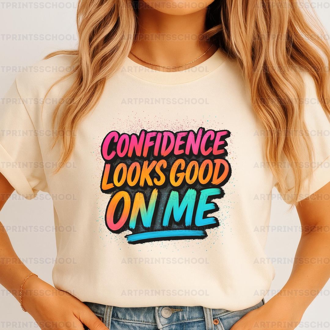 Confidence Looks Good on Me PNG: Gradient Glitter Empowerment Design ...