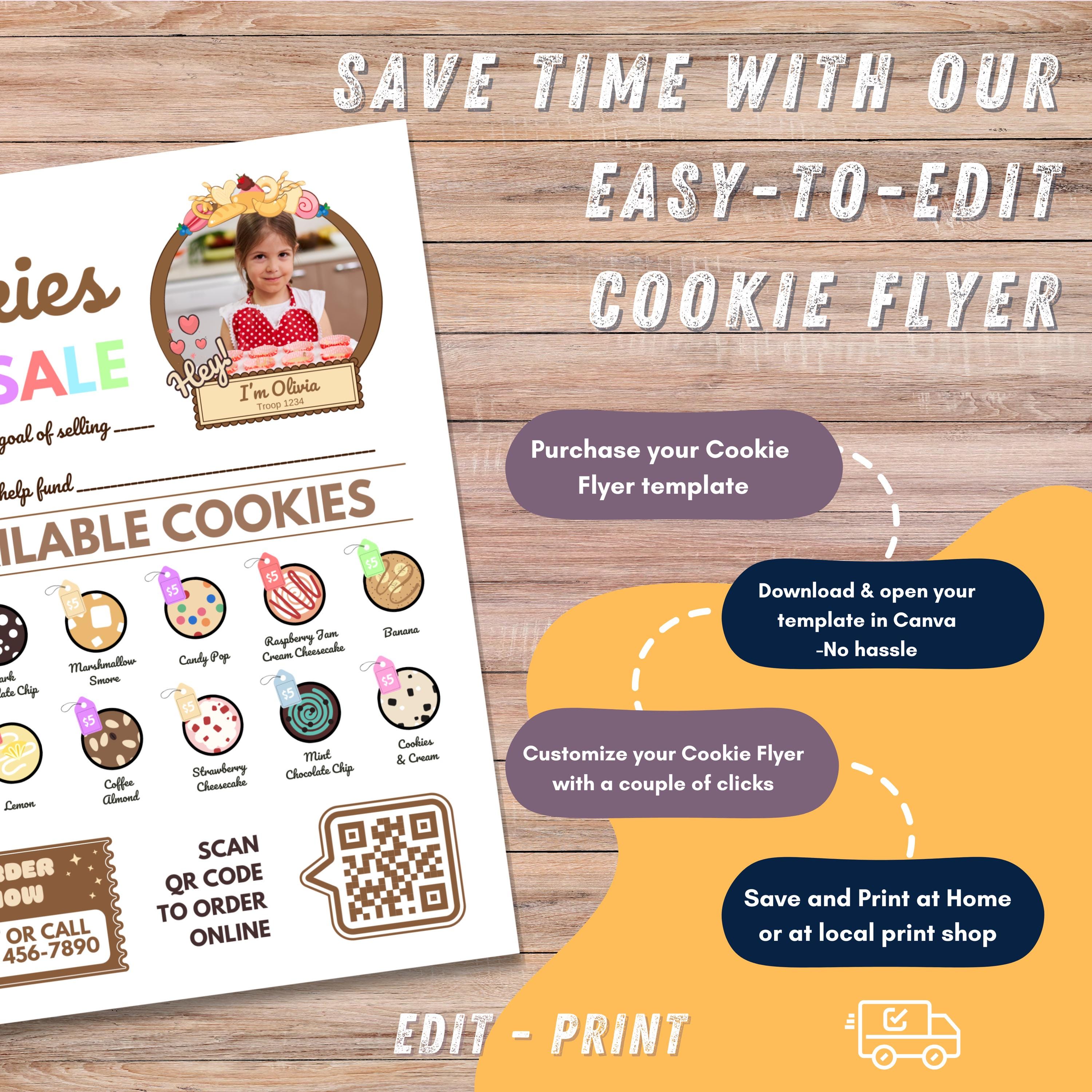 Editable Scout Cookie Sales Flyer: Cookie Booth Sign (digital Download ...