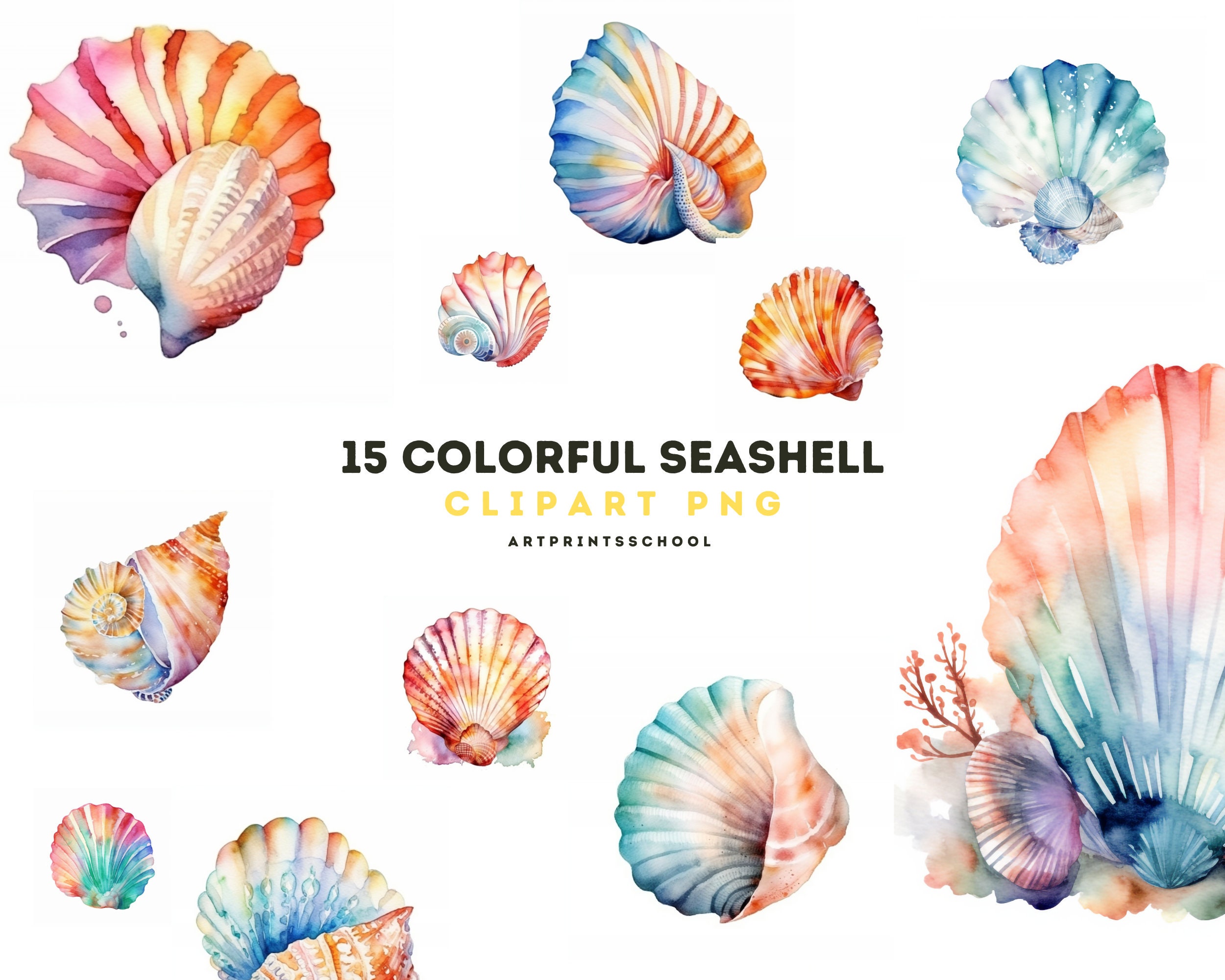 Colored Seashells Clipart
