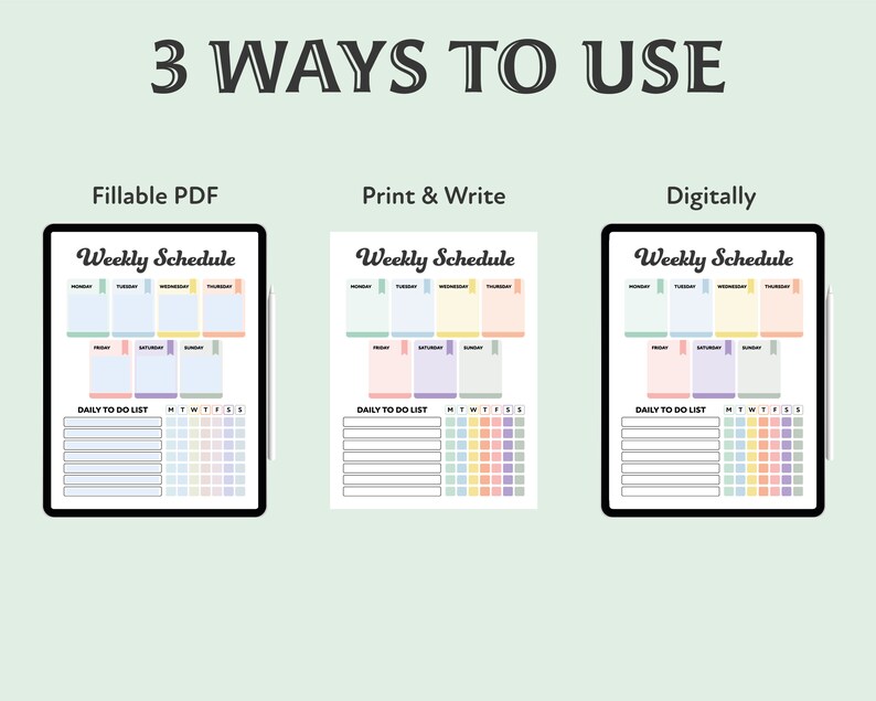 Editable Weekly Schedule Printable Cute Weekly Planner - Etsy