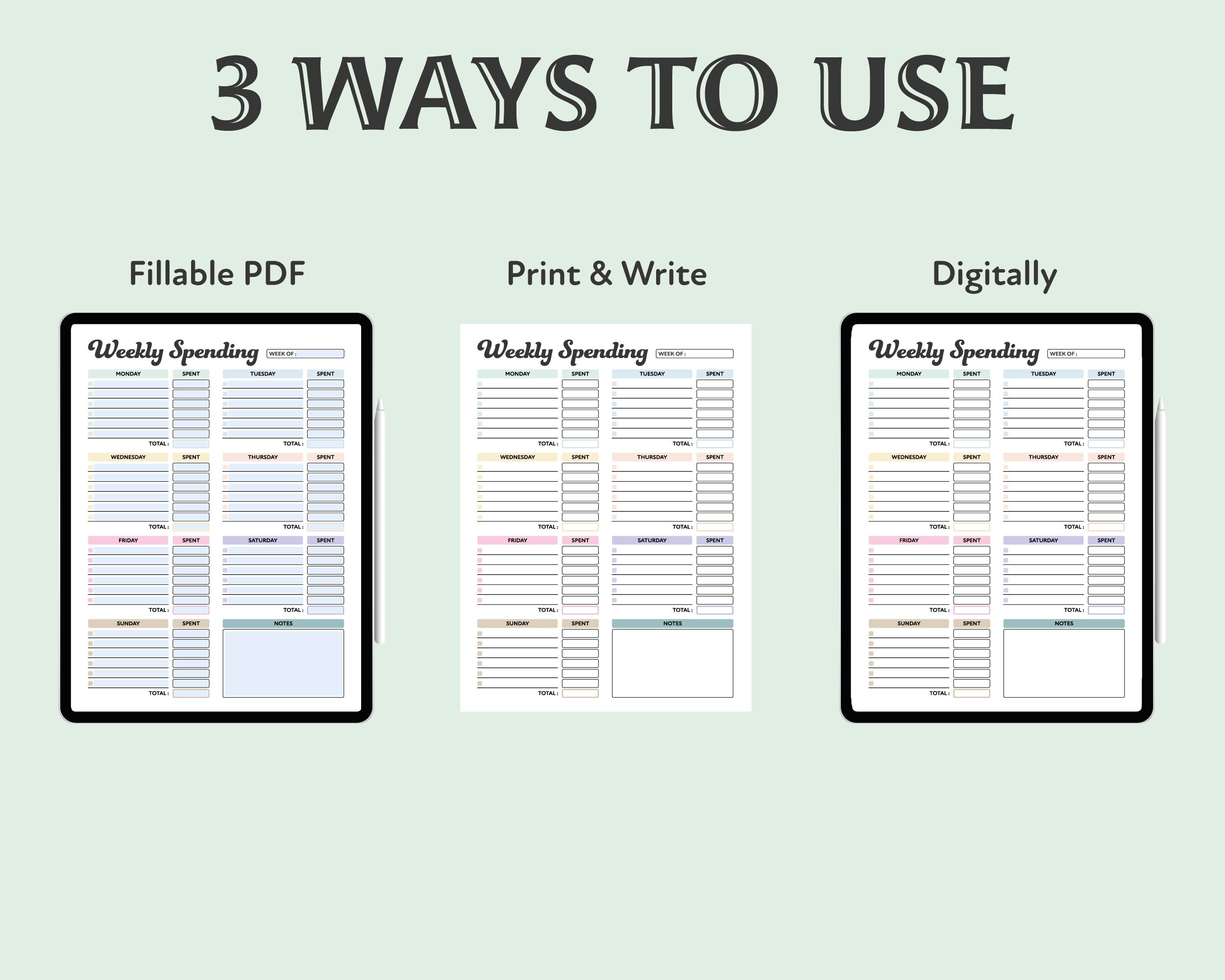 Editable Weekly Spending Tracker Printable Expense Tracker - Etsy