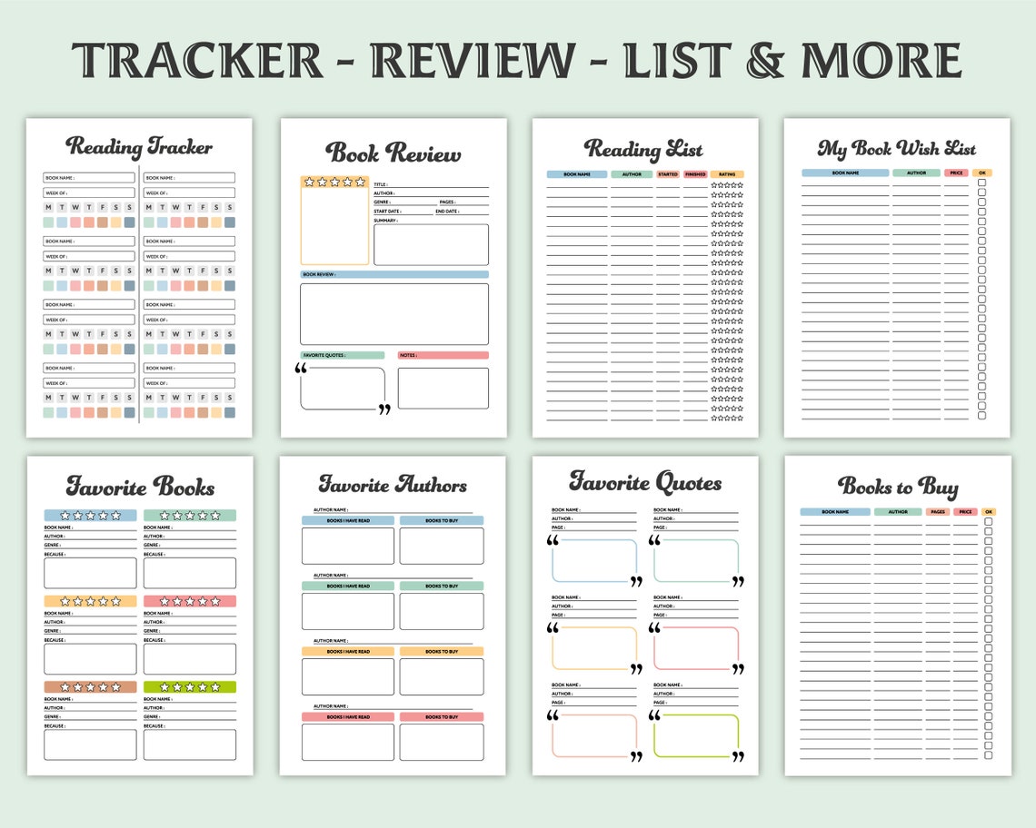 Editable Reading Journal Printable Reading Planner Reading - Etsy
