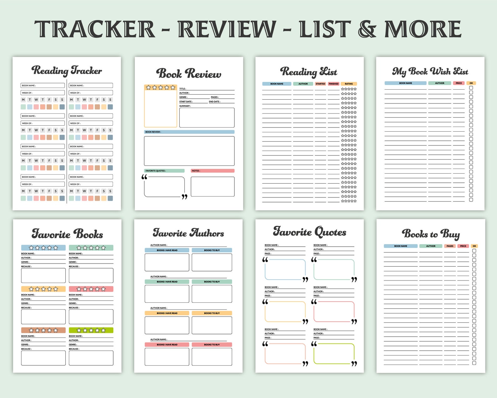 Editable Reading Journal Printable Reading Planner Reading - Etsy