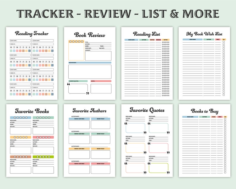 Editable Reading Journal Printable Reading Planner Reading - Etsy