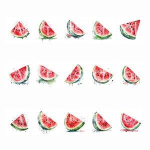 Watercolor Watermelon Clipart, Digital PNG Summer Fruit Graphics for ...