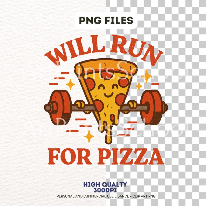 Will Run for Pizza PNG: Funny Workout Design for Runners - Etsy