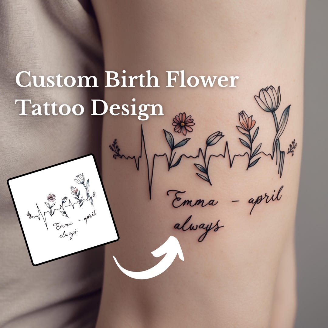 Custom Birth Flower Tattoo Design, Birth Month Tattoo Family Tattoo ...