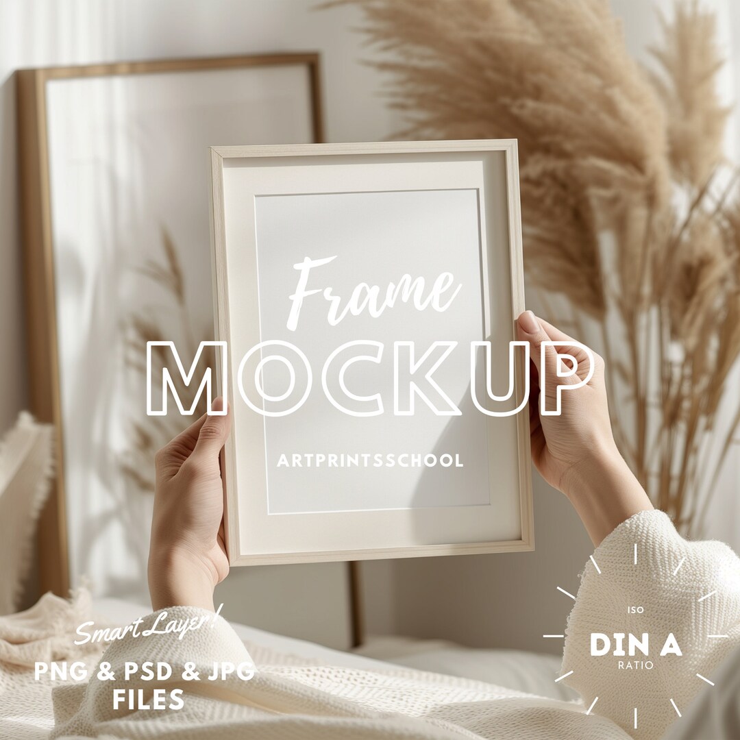 Frame Mat Mockup With Person, DIN A3 Wood Frame Mockup, Frame Mat ...