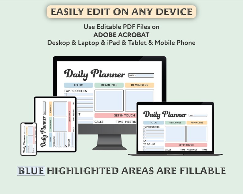 Editable Daily Schedule Printable Digital Daily Planner - Etsy UK