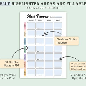 Editable Meal Planner Bundle, Grocery List, Printable, Daily Food ...