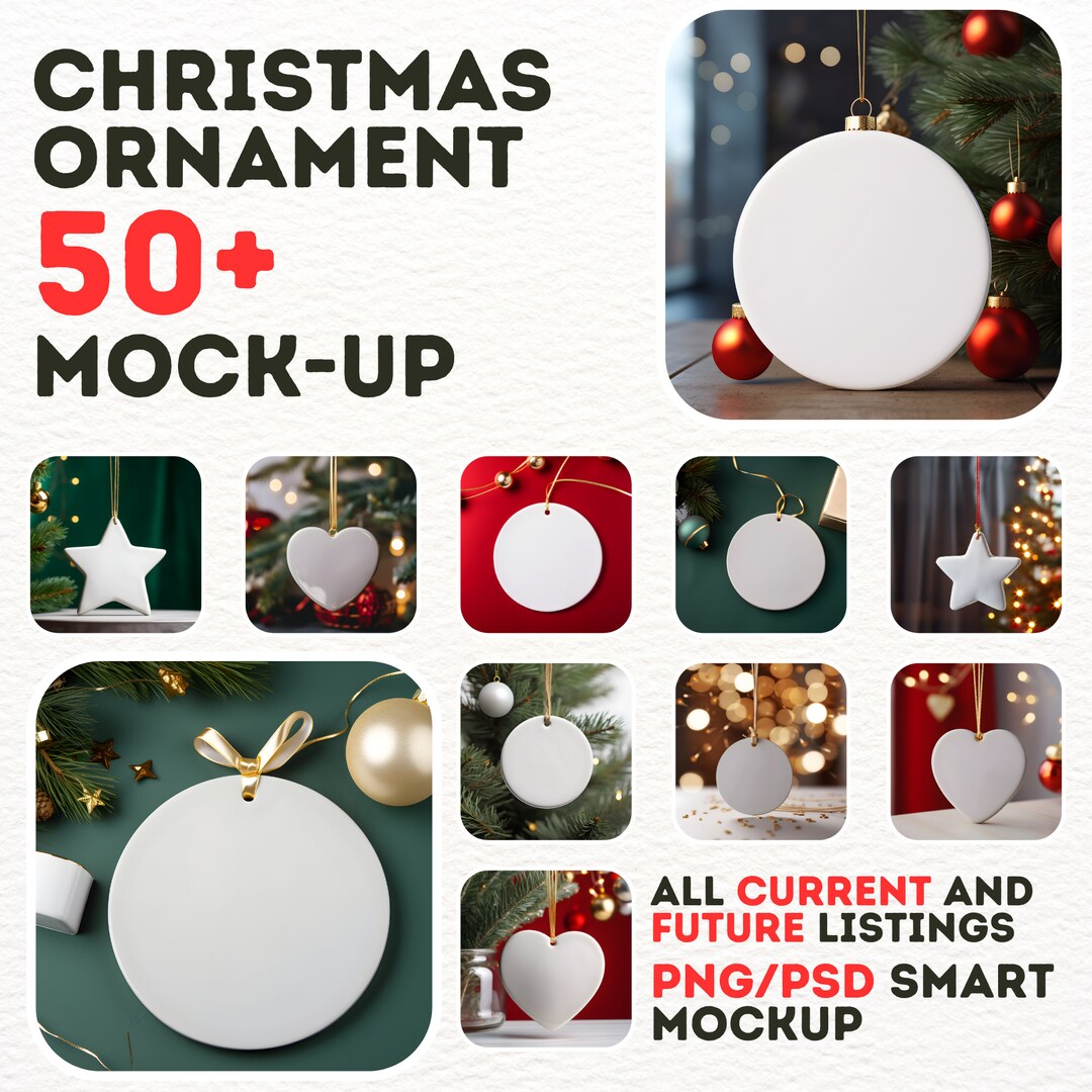 Christmas Ornament Mockup Bundle: 50+ PNG/PSD Mockups (digital Download ...