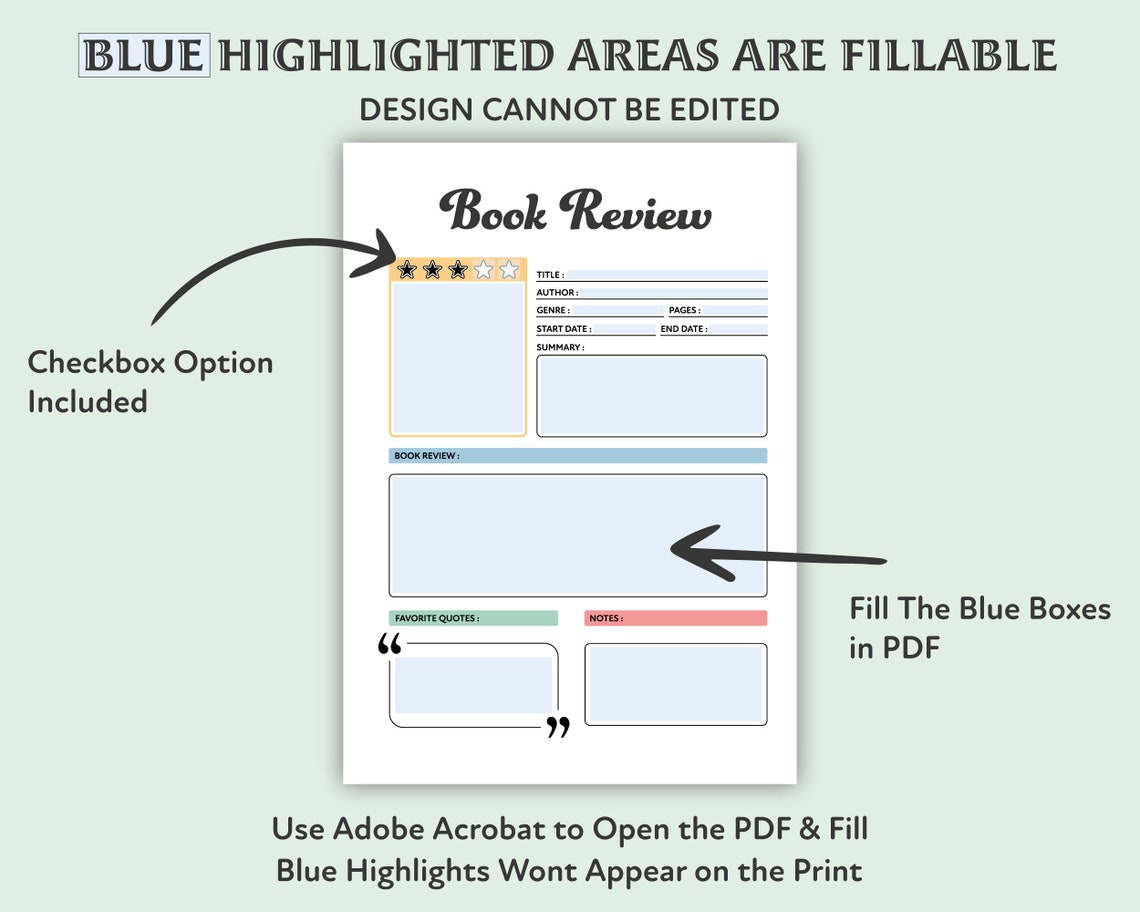 Editable Reading Journal Printable Reading Planner Reading - Etsy
