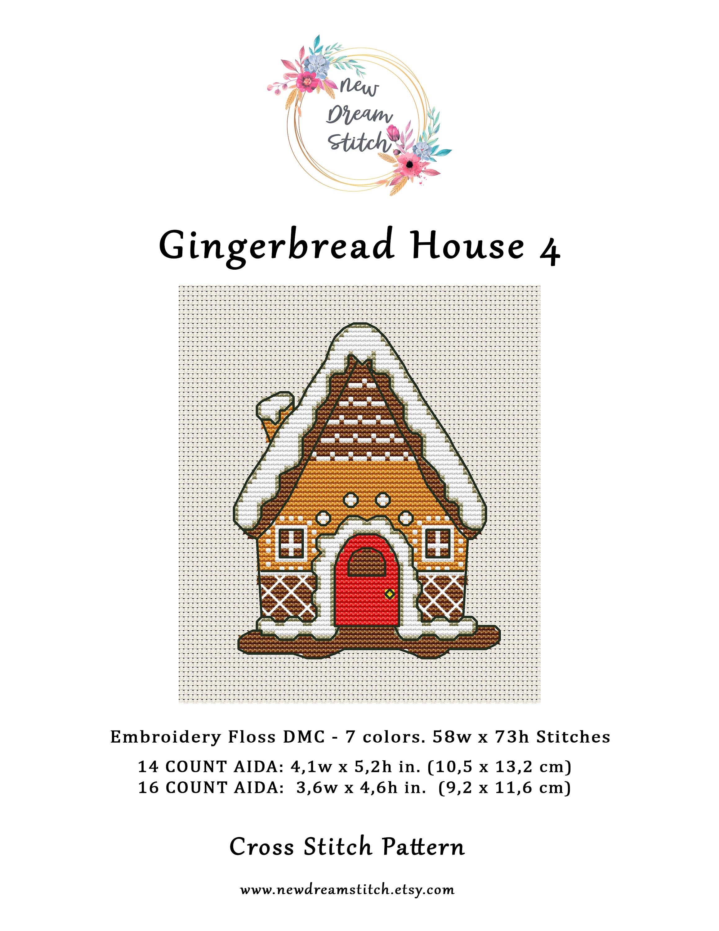 SET of 4 Gingerbread Houses Cross Stitch Pattern Holiday | Etsy