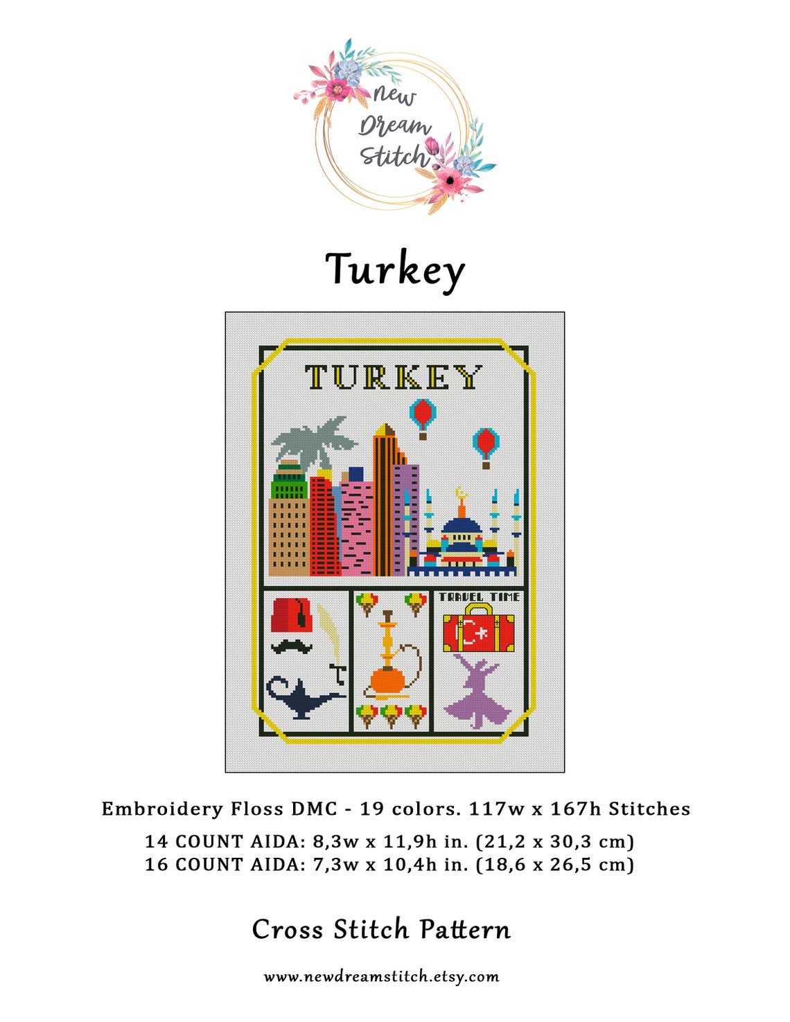 Turkey Cross Stitch Pattern Little City Cross Stitch Ankara - Etsy