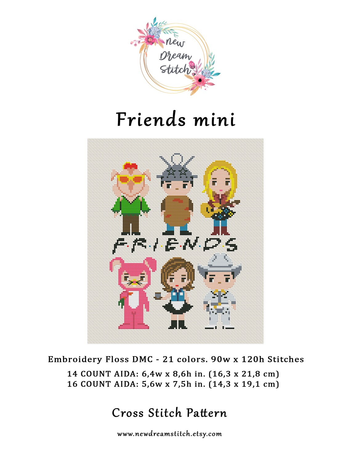 Mini Friends Cross Stitch Pattern Friends Iconic Outfits - Etsy
