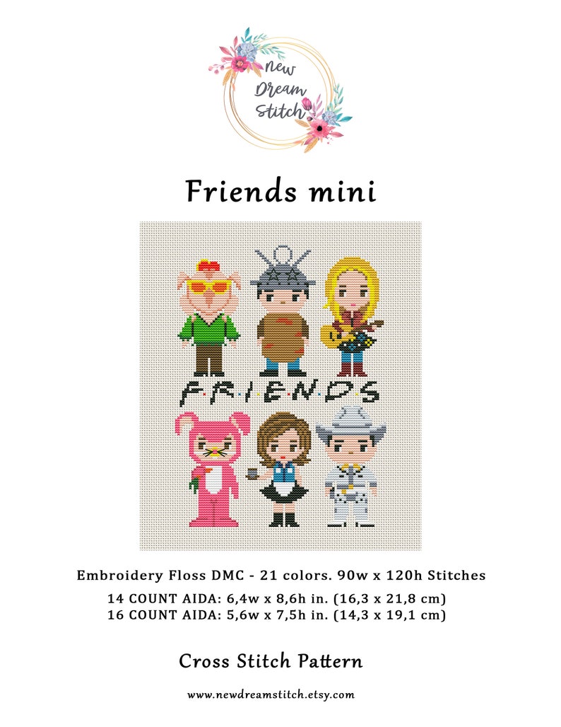 Mini Friends Cross Stitch Pattern Friends Iconic Outfits - Etsy