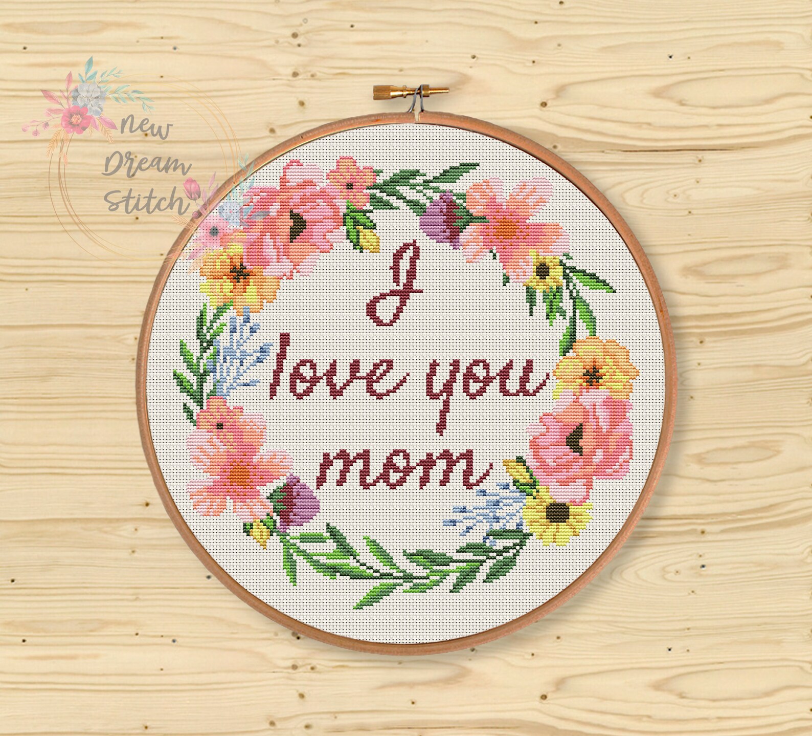 I Love You Mom Cross Stitch Pattern Happy Mother's Day - Etsy