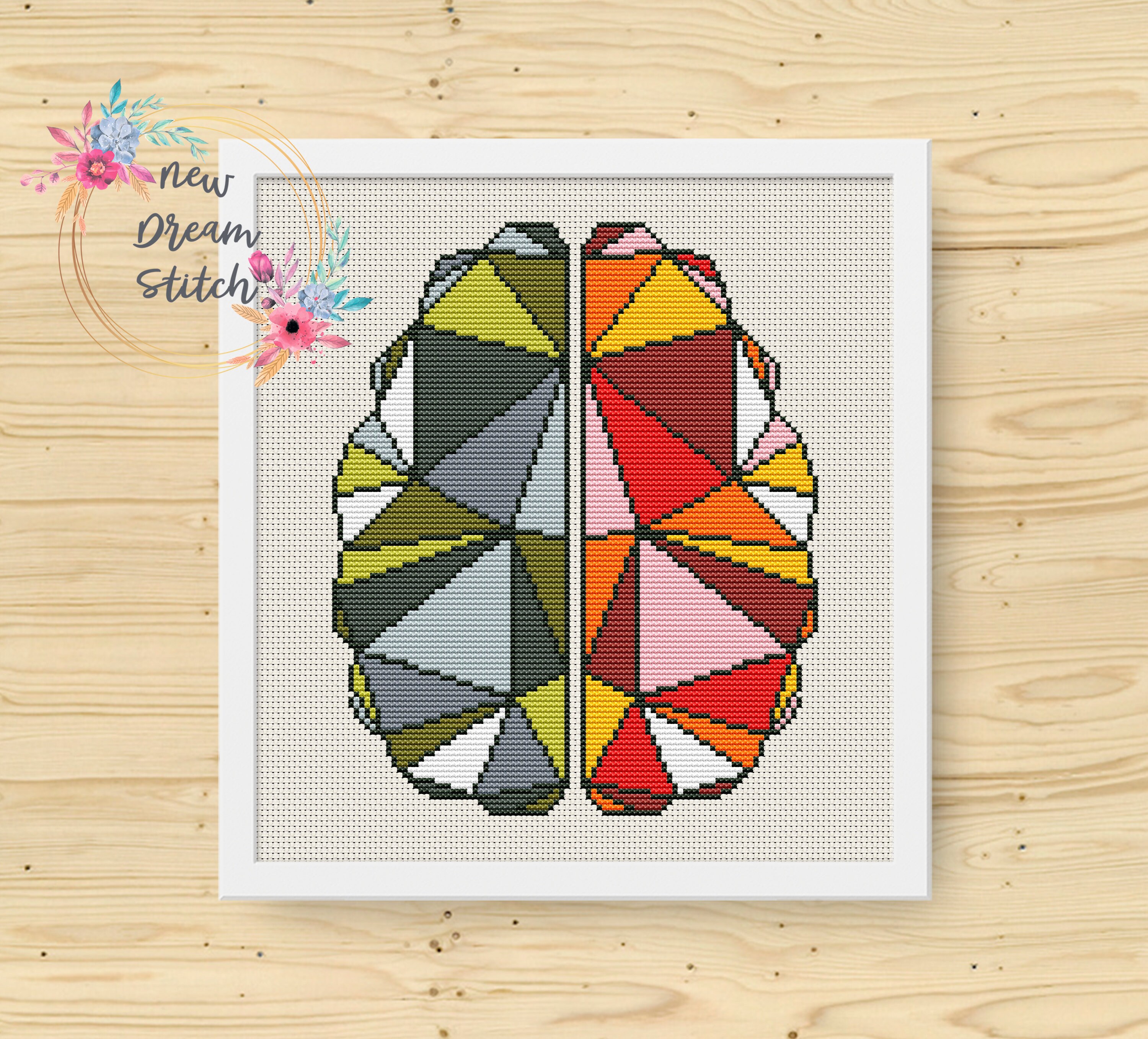 Brain Cross Stitch Pattern, Anatomy Cross Stitch, Geometric Modern ...