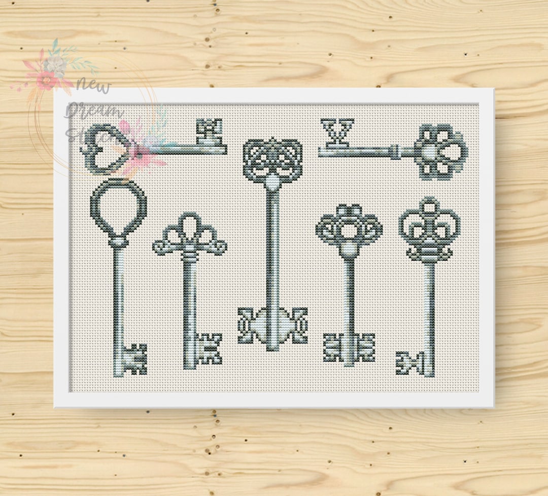 Vintage Keys Cross Stitch Pattern, Ornament Vintage Cross Stitch ...