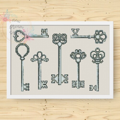 Vintage Keys Cross Stitch Pattern Ornament Vintage Cross | Etsy