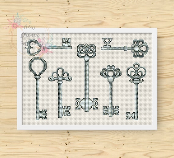 Vintage Keys Cross Stitch Pattern Ornament Vintage Cross | Etsy
