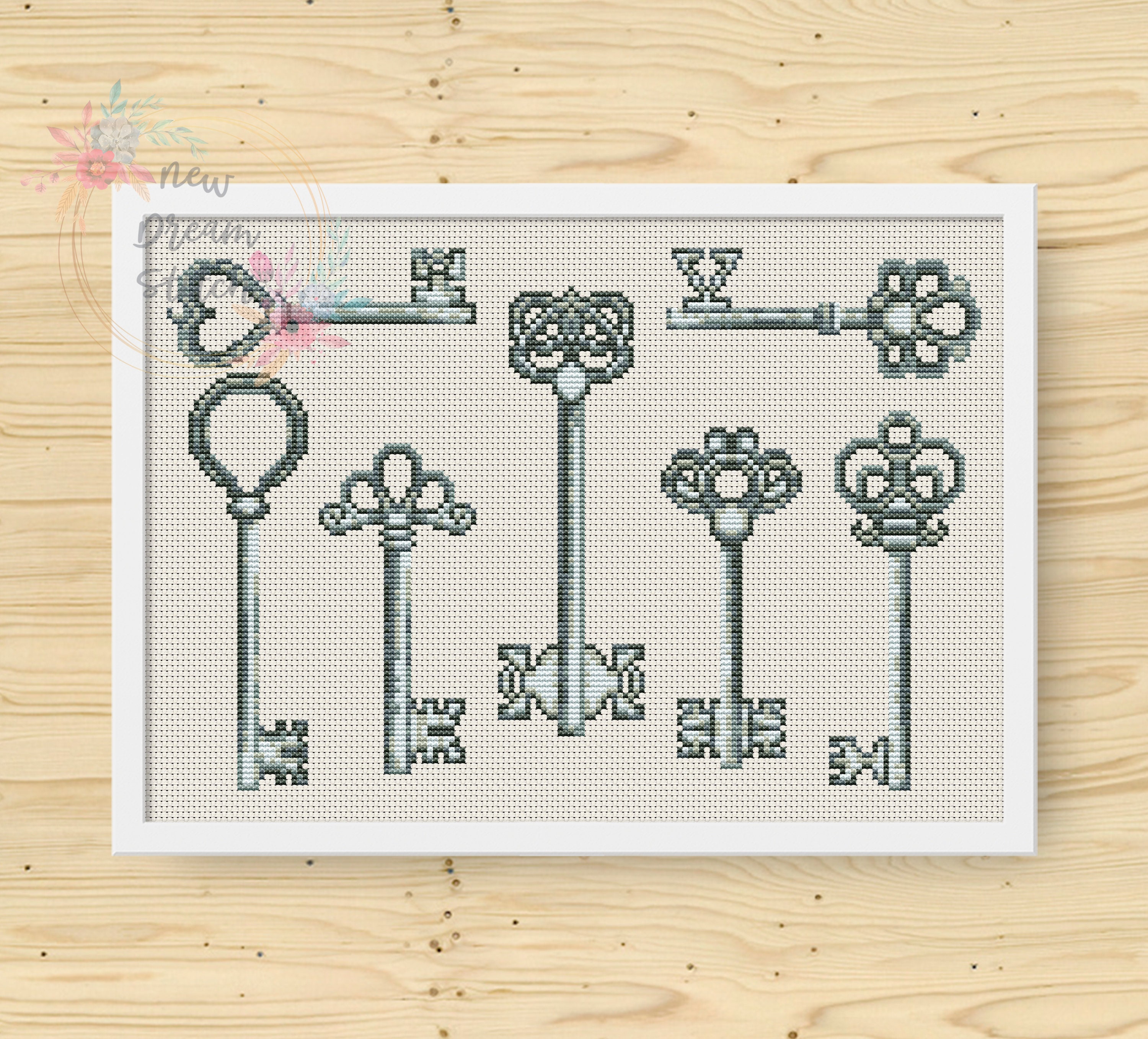 Vintage Keys Cross Stitch Pattern Ornament Vintage Cross | Etsy