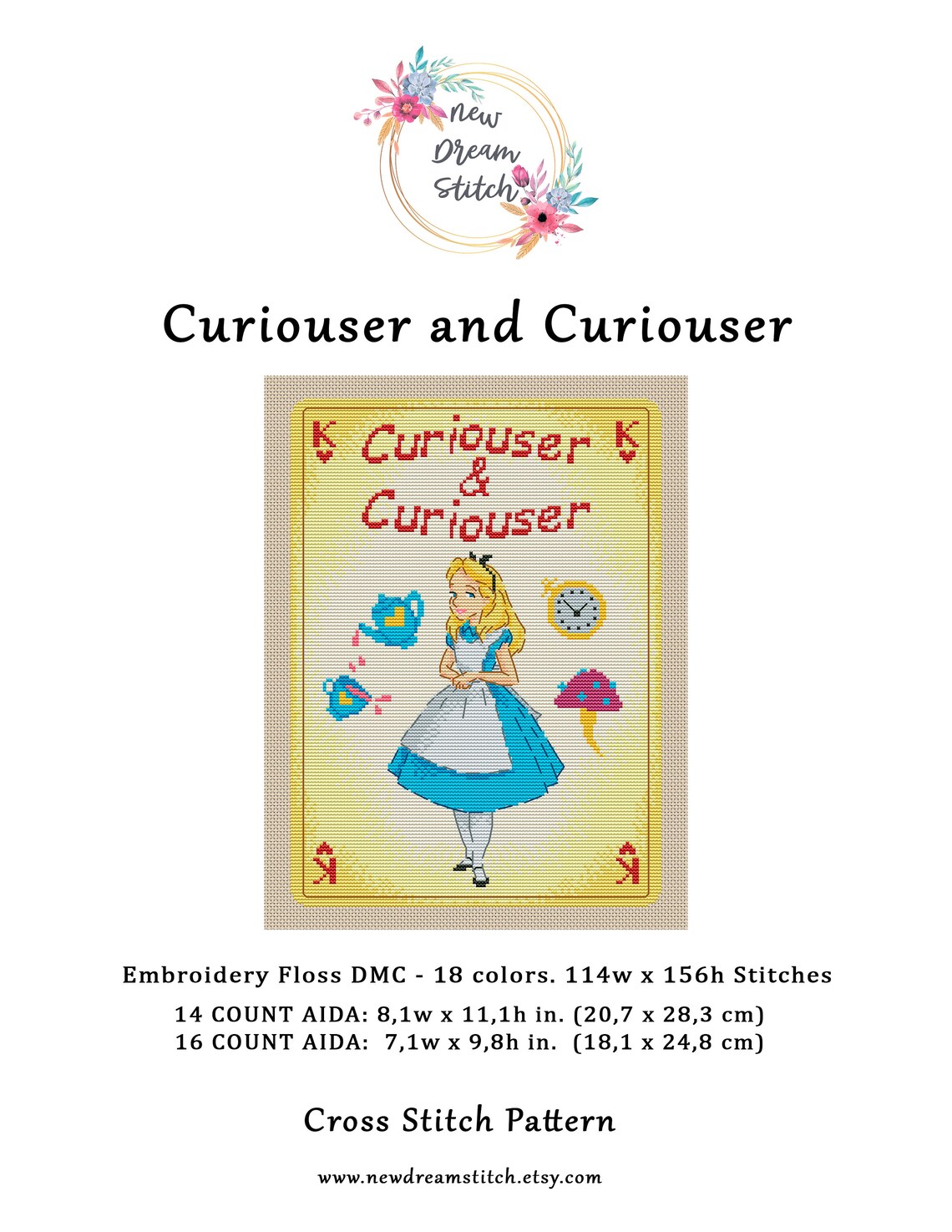 Alice Cross Stitch Pattern, Curiouser and Curiouser Xstitch, Kids Decor ...