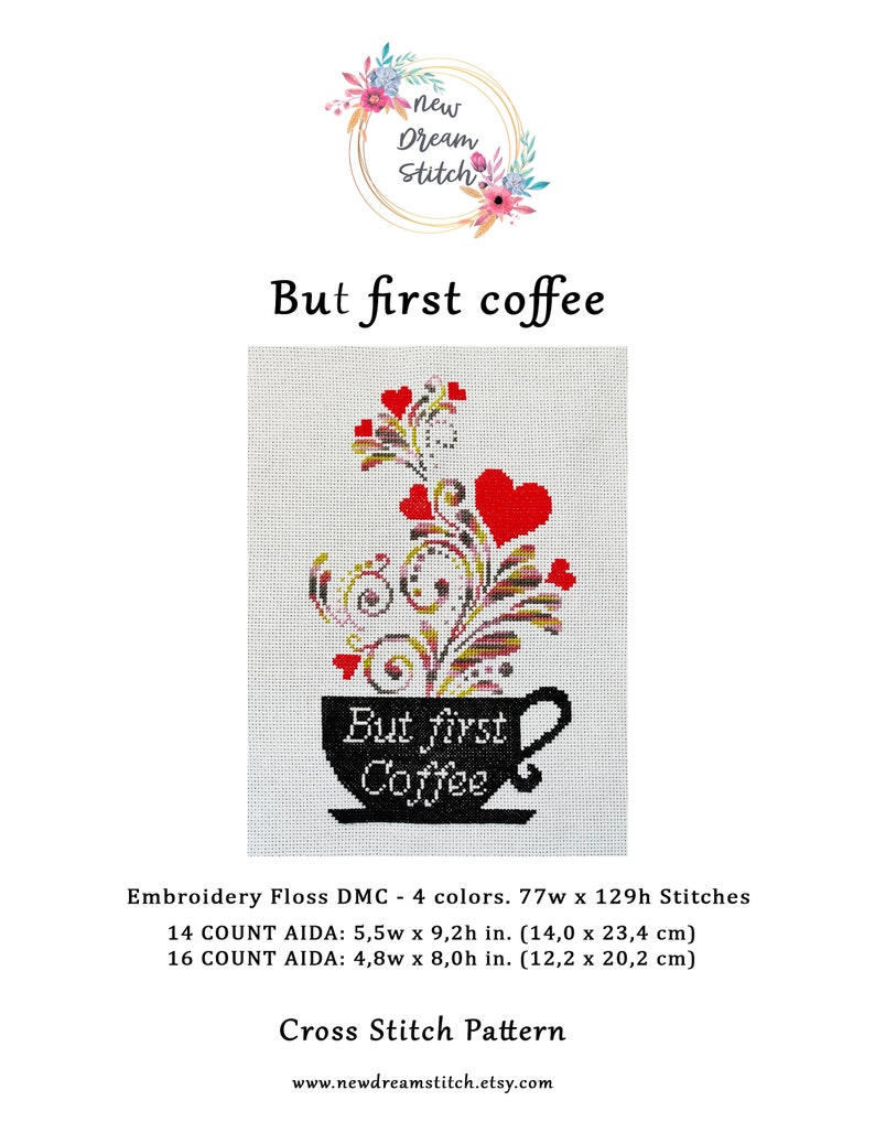 But First Coffee Cross Stitch Pattern, Cup of Coffee Decor Xstitch ...