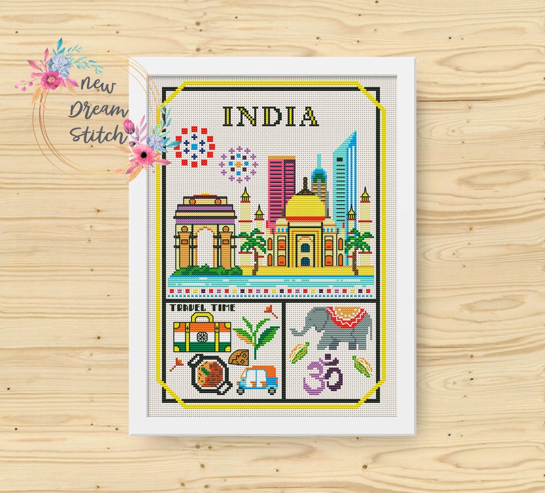 India Cross Stitch Pattern, Little City Cross Stitch Pattern, Delhi ...