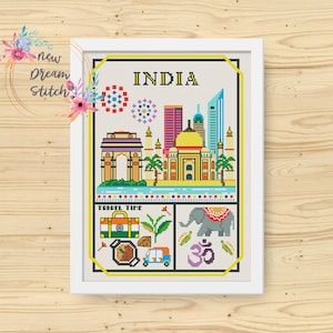 India Cross Stitch Pattern, Little City Cross Stitch Pattern, Delhi ...