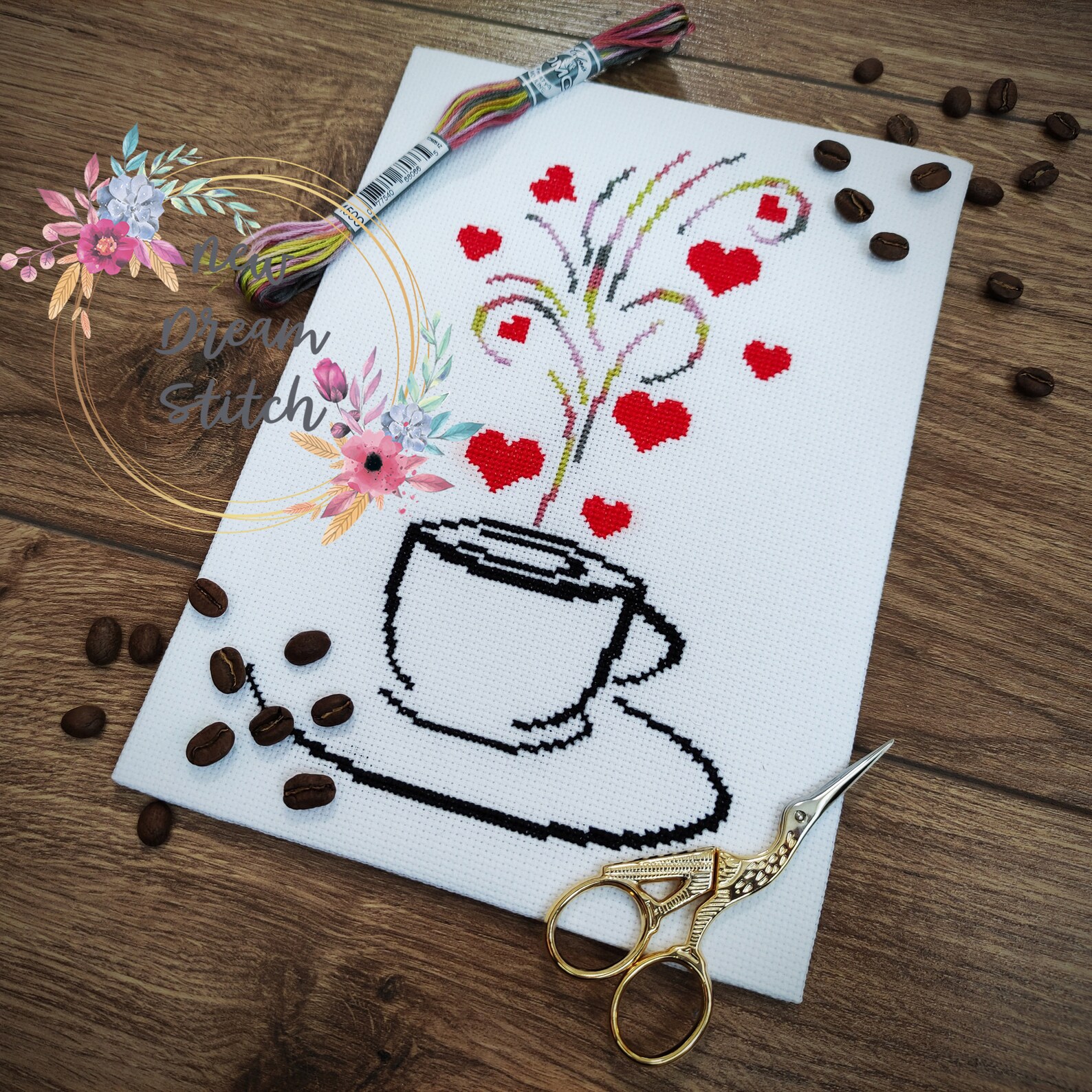 Cup of Coffee Cross Stitch Pattern but First Coffee Decor - Etsy