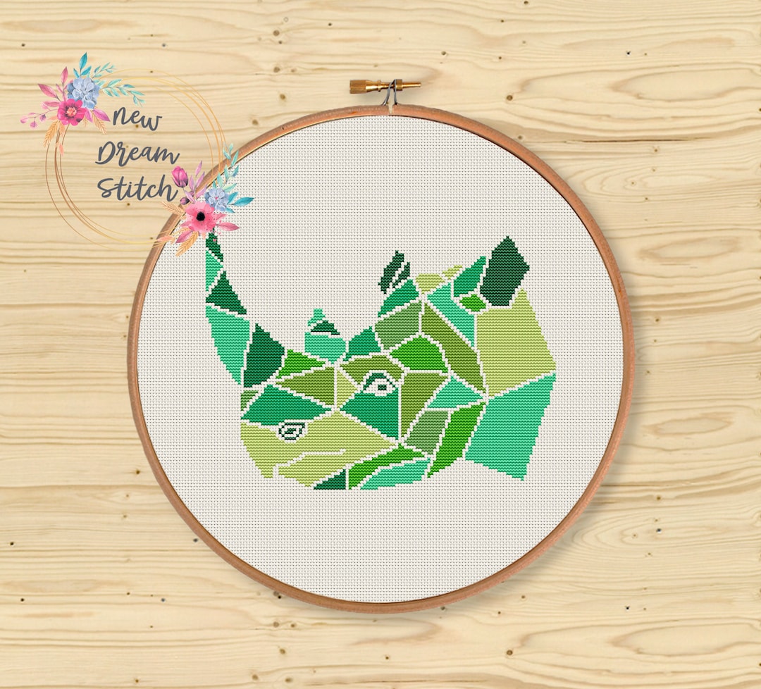 Geometric Rhino Cross Stitch Pattern, Nature Counted Pattern PDF, Cross ...