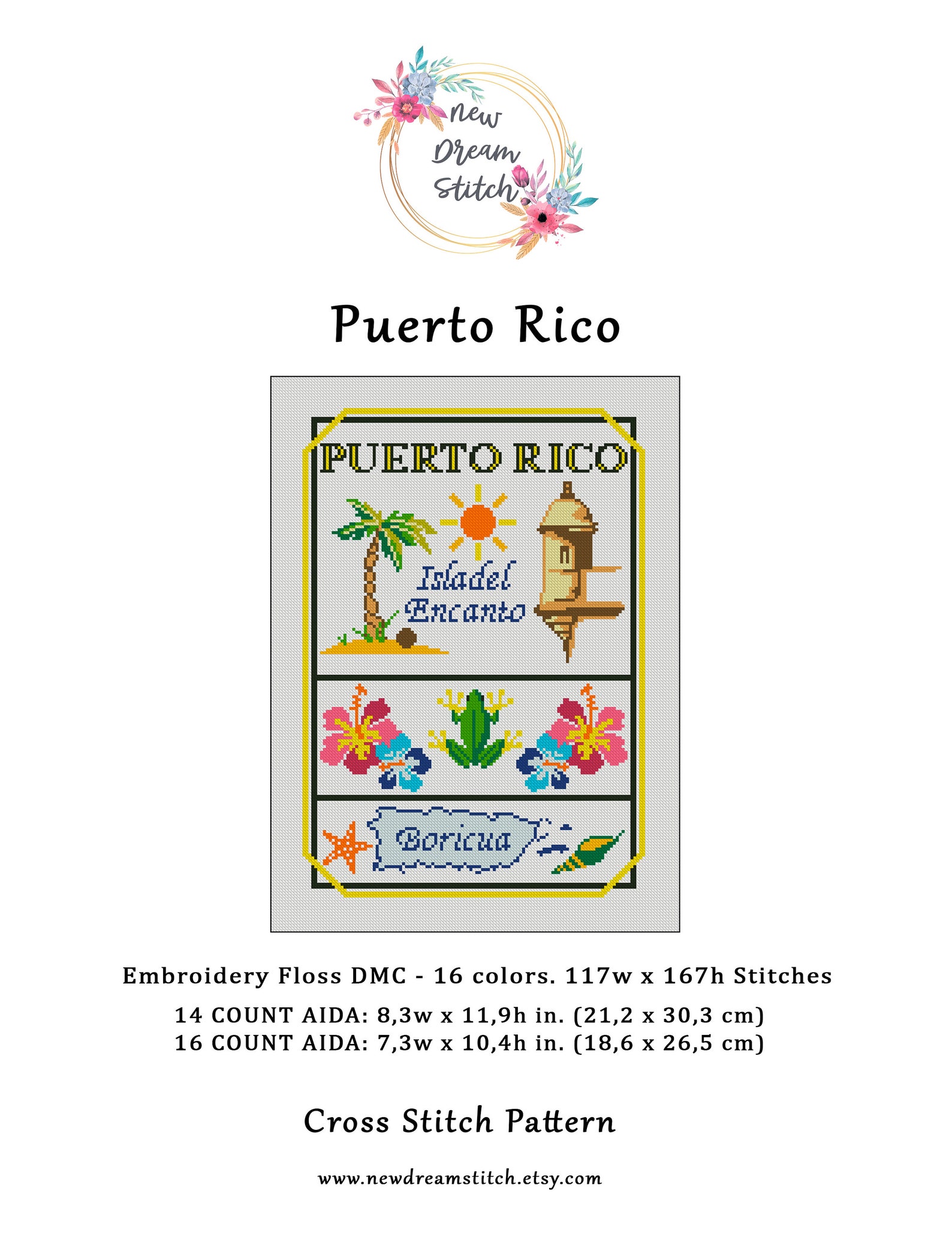 Puerto Rico Cross Stitch Pattern Little City Cross Stitch - Etsy