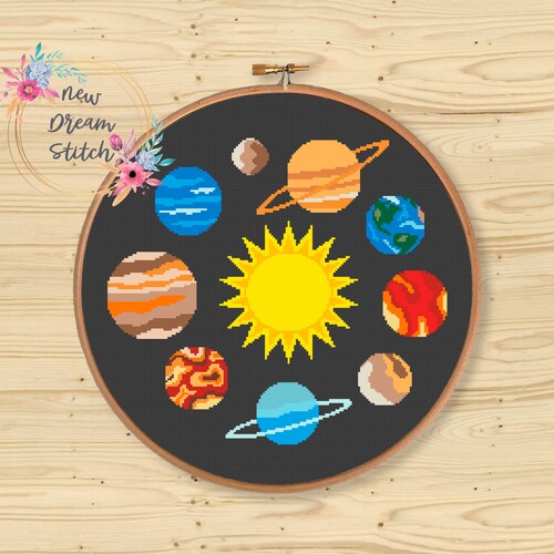 Solar System Cross Stitch Pattern Needlepoint Pattern - Etsy