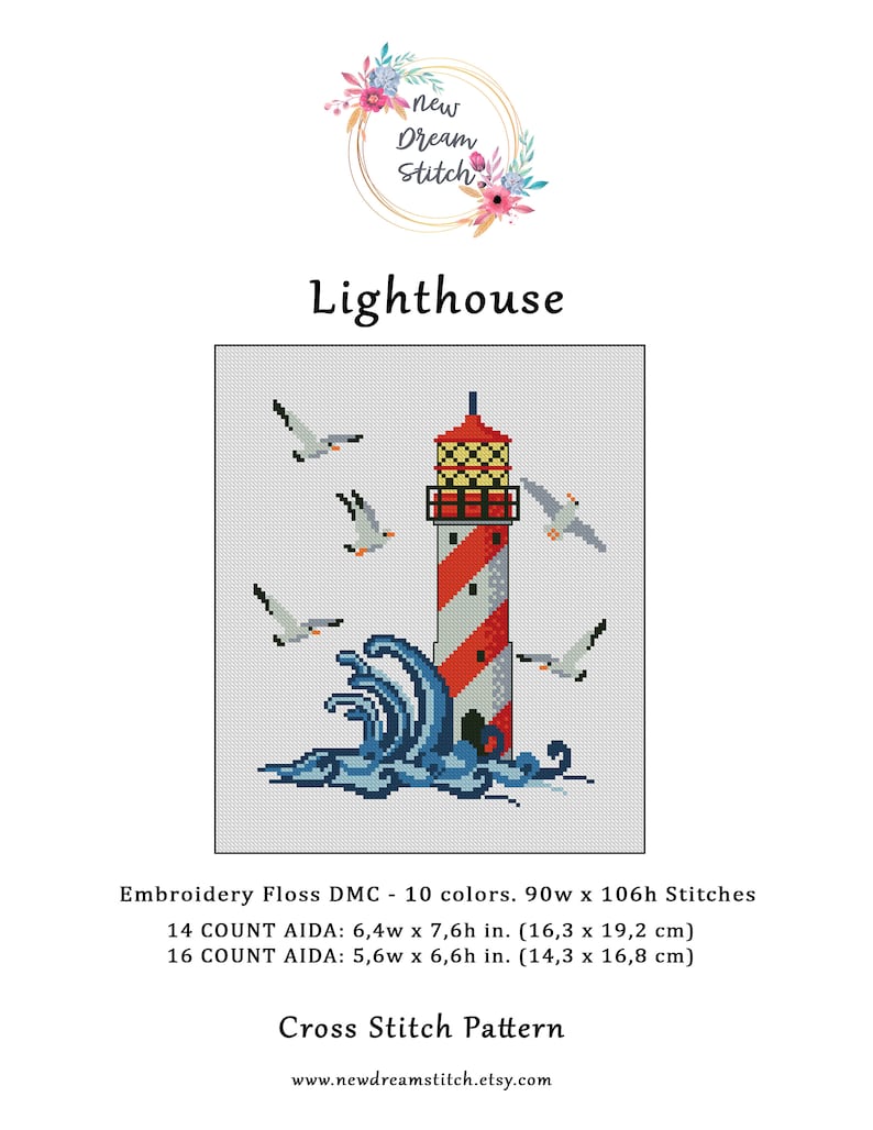 Lighthouse Cross Stitch Pattern Nature Counted Pattern PDF - Etsy