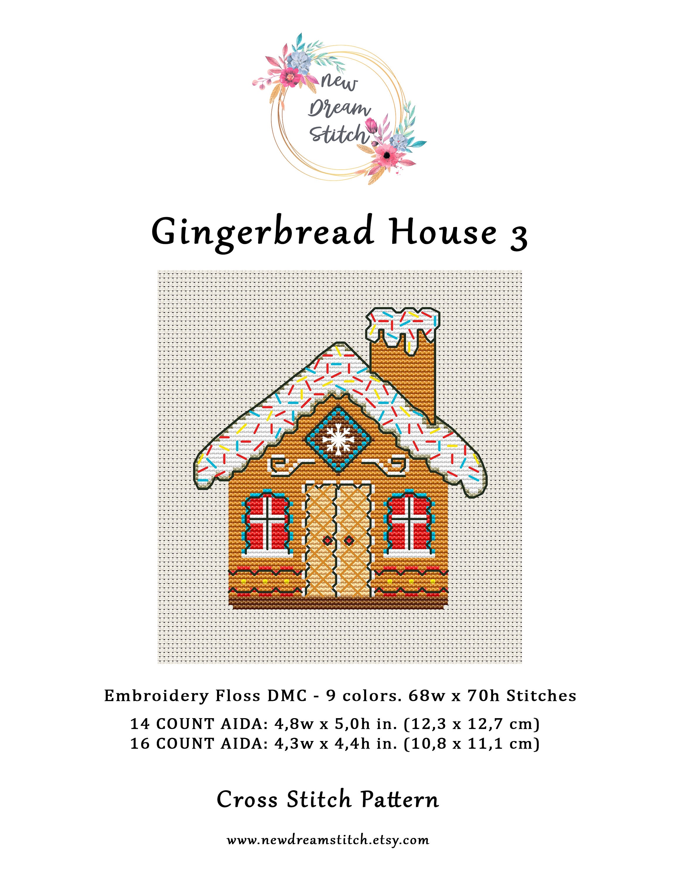 SET of 4 Gingerbread Houses Cross Stitch Pattern Holiday | Etsy