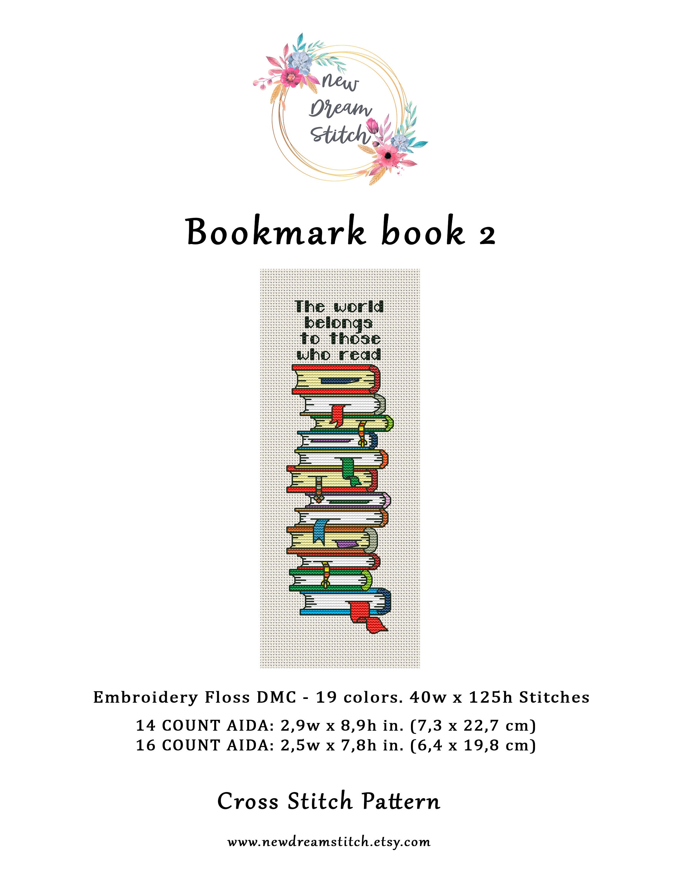 Bookmark Cross Stitch Pattern Reader Library Classic Book - Etsy