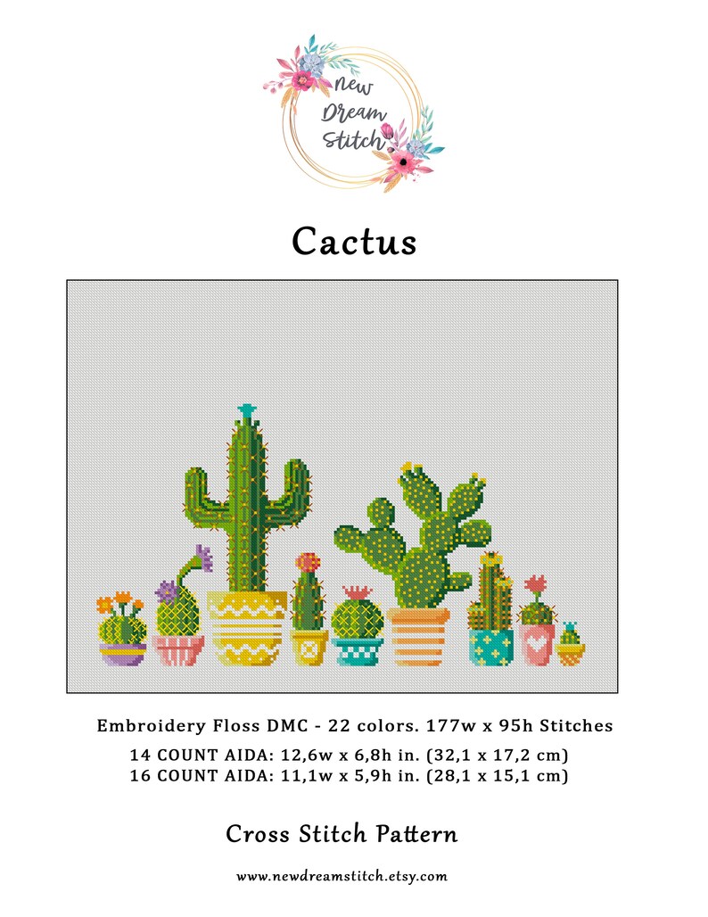 Cactus Cross Stitch Pattern Plants Cross Stitch Pattern - Etsy