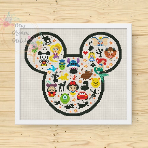 Cartoon Characters Cross Stitch Pattern Mouse Head Mini | Etsy
